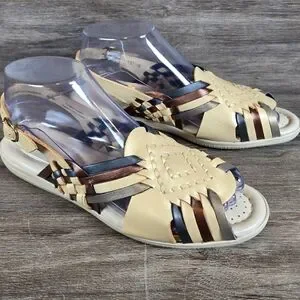 Softspots | Shoes | Softspots Leather Tela Huarache Beige Silver Bronze ...
